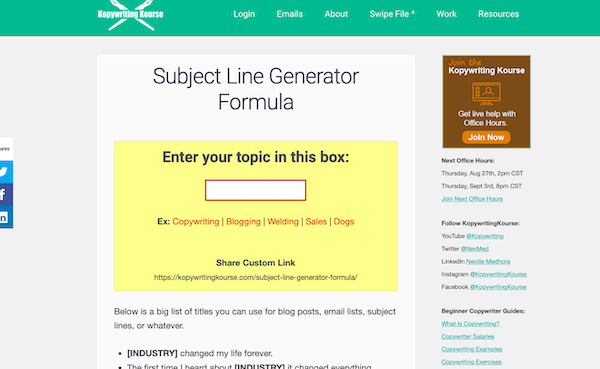 Blog | 15 Free Email Subject Line Generators and Testers (+ Examples)