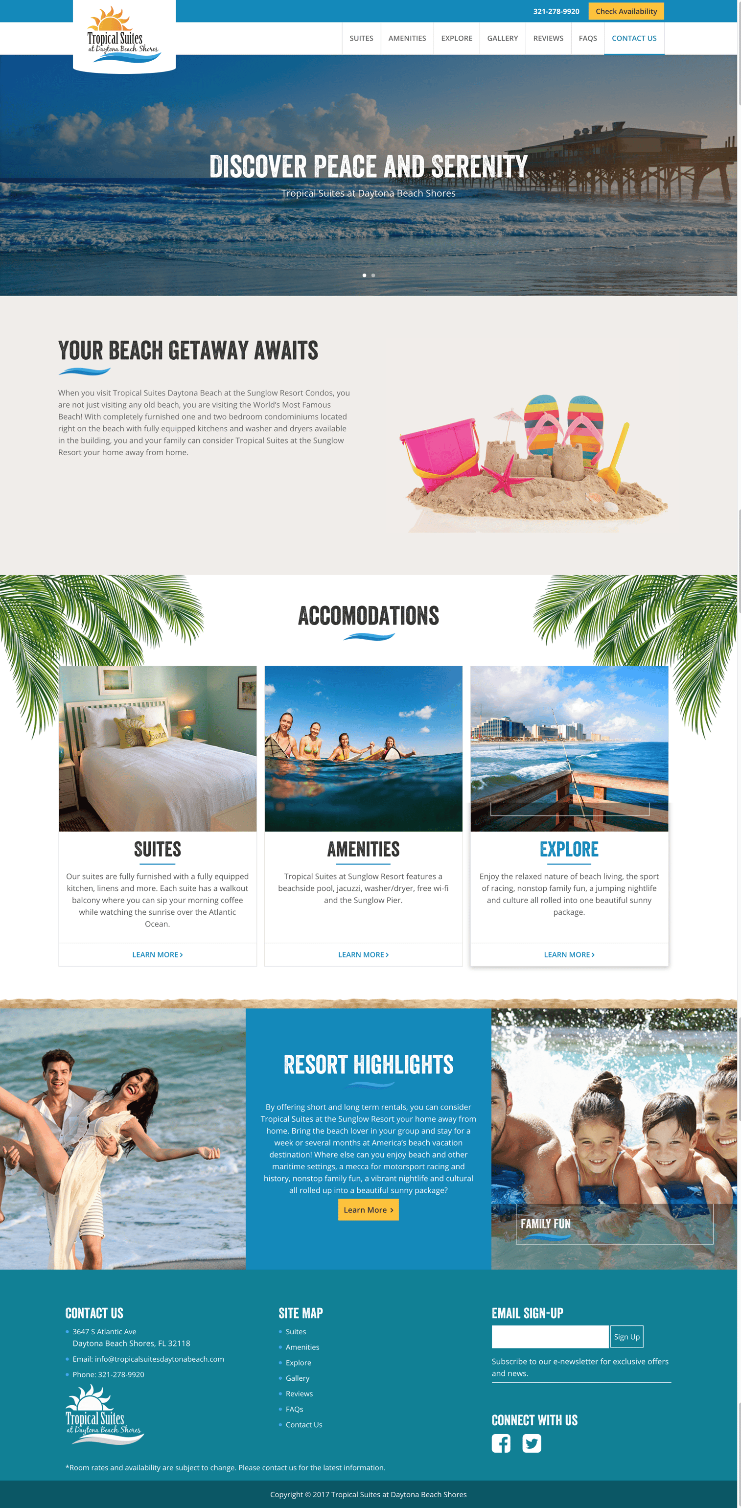 Web Design Portfolio | Tropical Suites at Daytona Beach | Bluleadz
